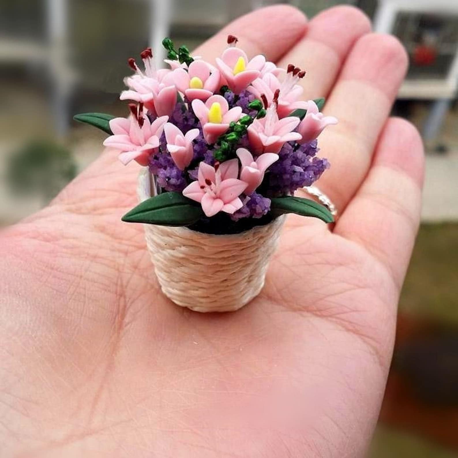 Miniature Pink Lily Flowers Miniatures Flowers Dollhouse - Etsy