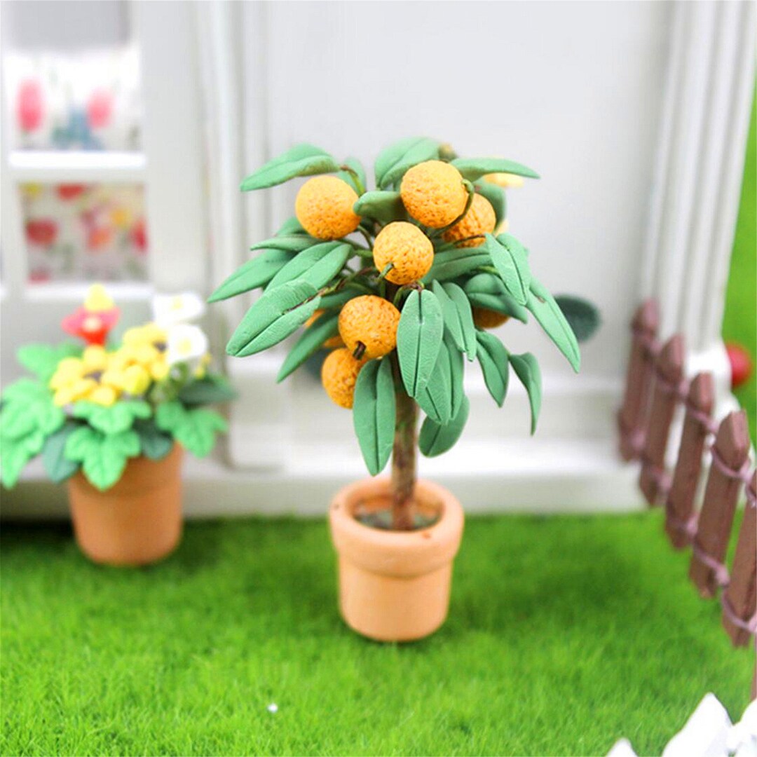 Miniature Orange Tree Pot Miniature Plant Miniatures Dollhouse ...