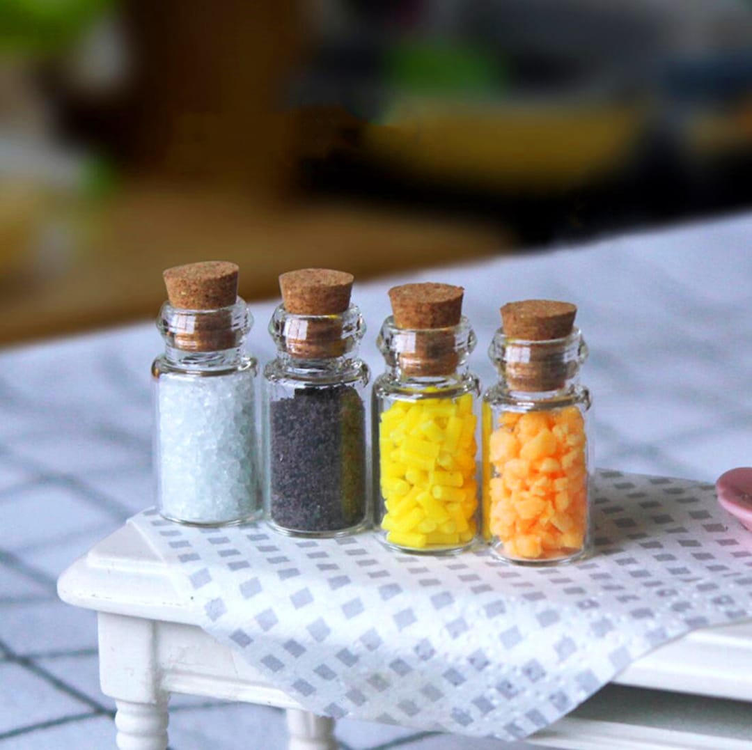 Miniature Food Condiment Bottles(4pcs) Miniatures BJD Doll Decoration ...