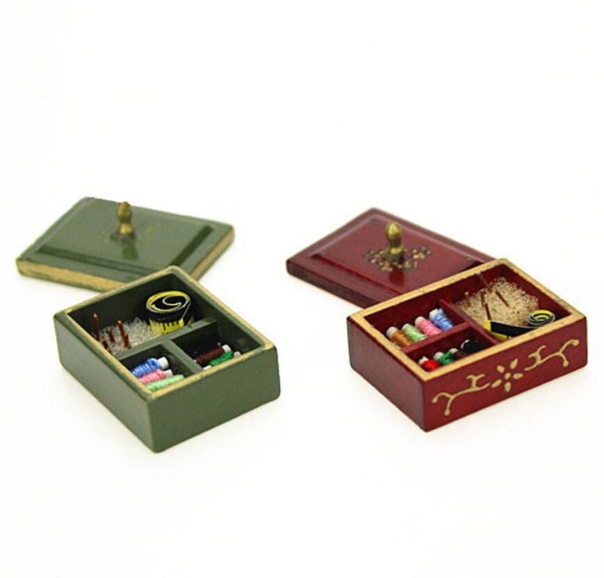 Miniature Sewing Box Miniatures Work Box Dollhouse Miniatures - Etsy