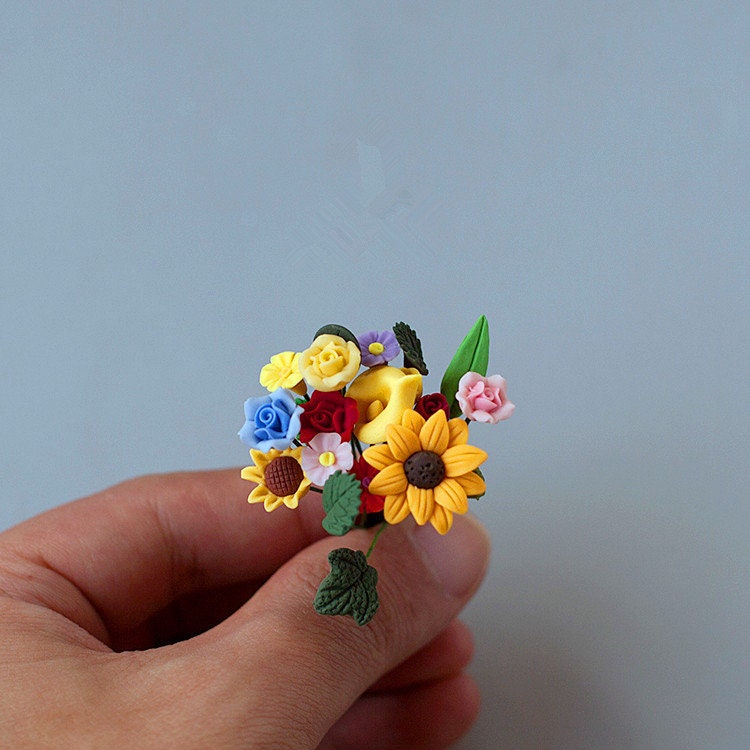 Miniature Flowers Arrangement Miniatures Plant Dollhouse | Etsy UK