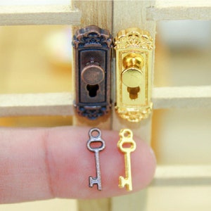 Miniature Door Locks and Keys Set Dollhouse Miniatures Home Decoration ...