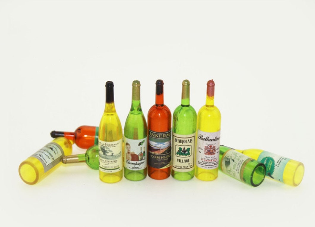 Miniature Wine Bottles8pcs Miniature Food Dollhouse | Etsy