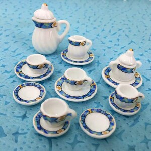 Miniature Ceramics Tea Cup Set Miniatures Cups Teapot Dollhouse ...