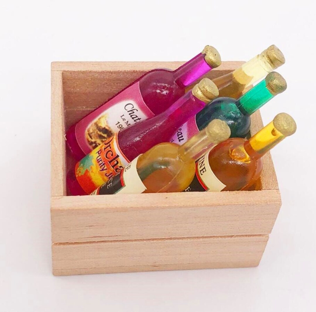 Miniature Wine Bottles(6pcs) Miniature Food Dollhouse Miniatures ...