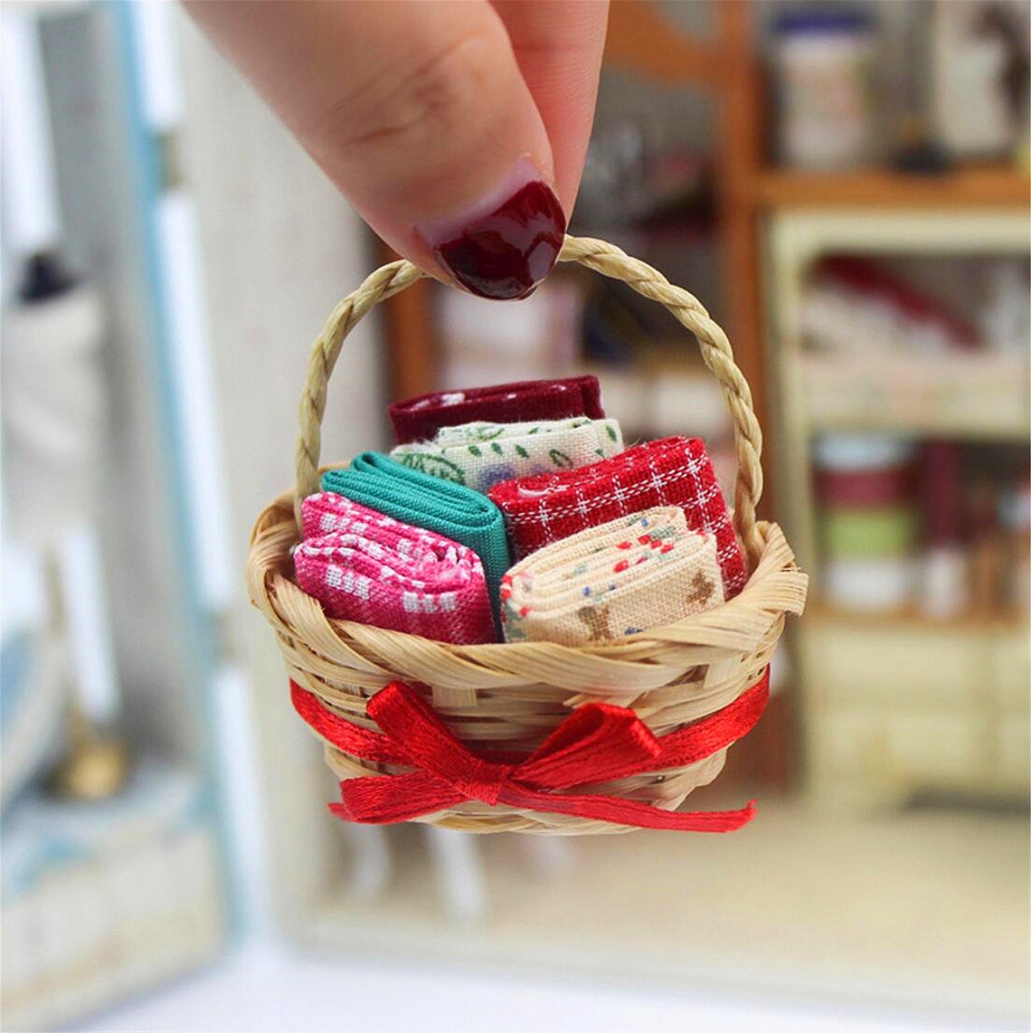 Miniature Cloth Basket Miniature Sewing Tool Miniatures | Etsy