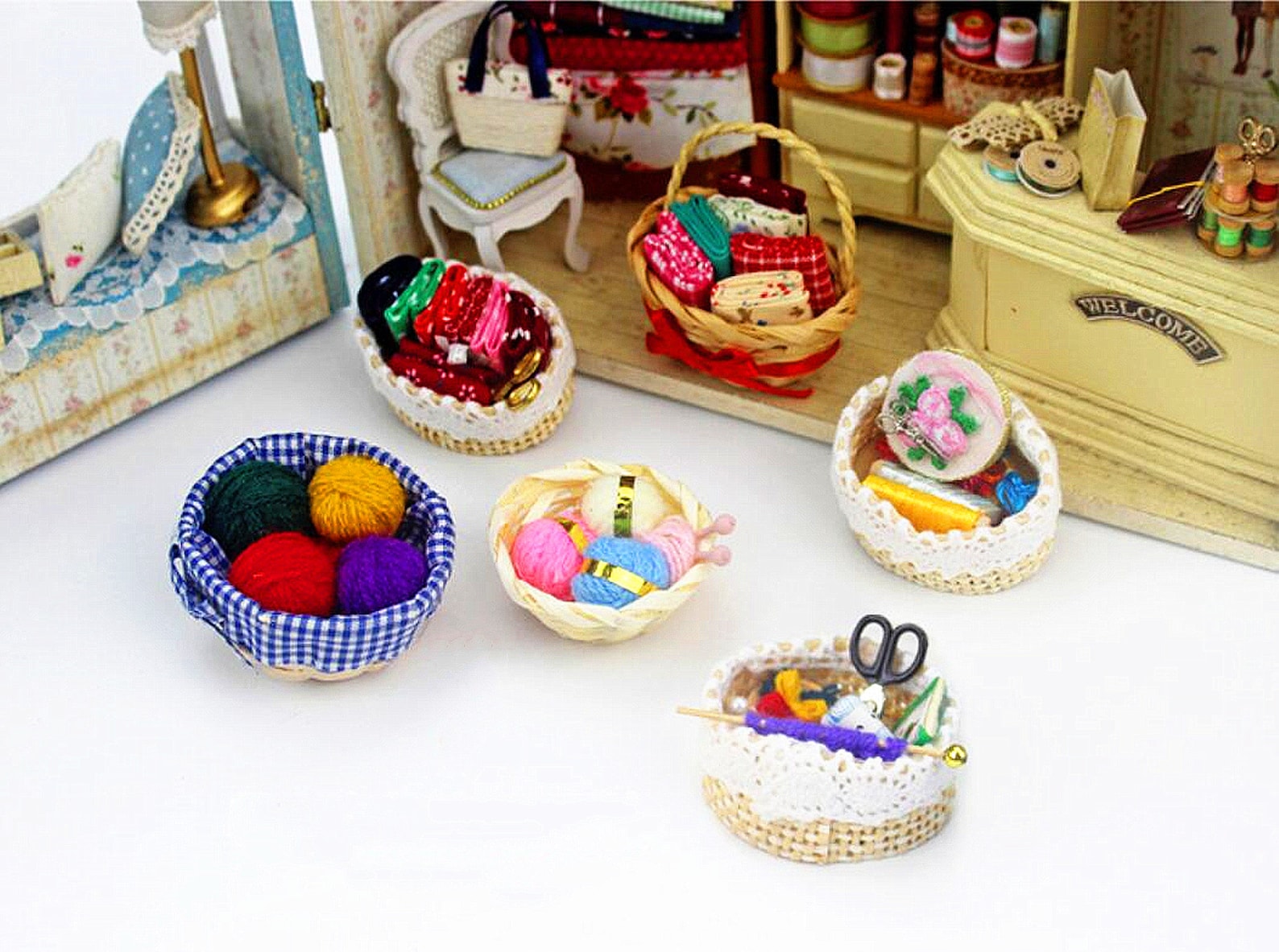 Miniature Cloth Basket Miniature Sewing Tool Miniatures | Etsy