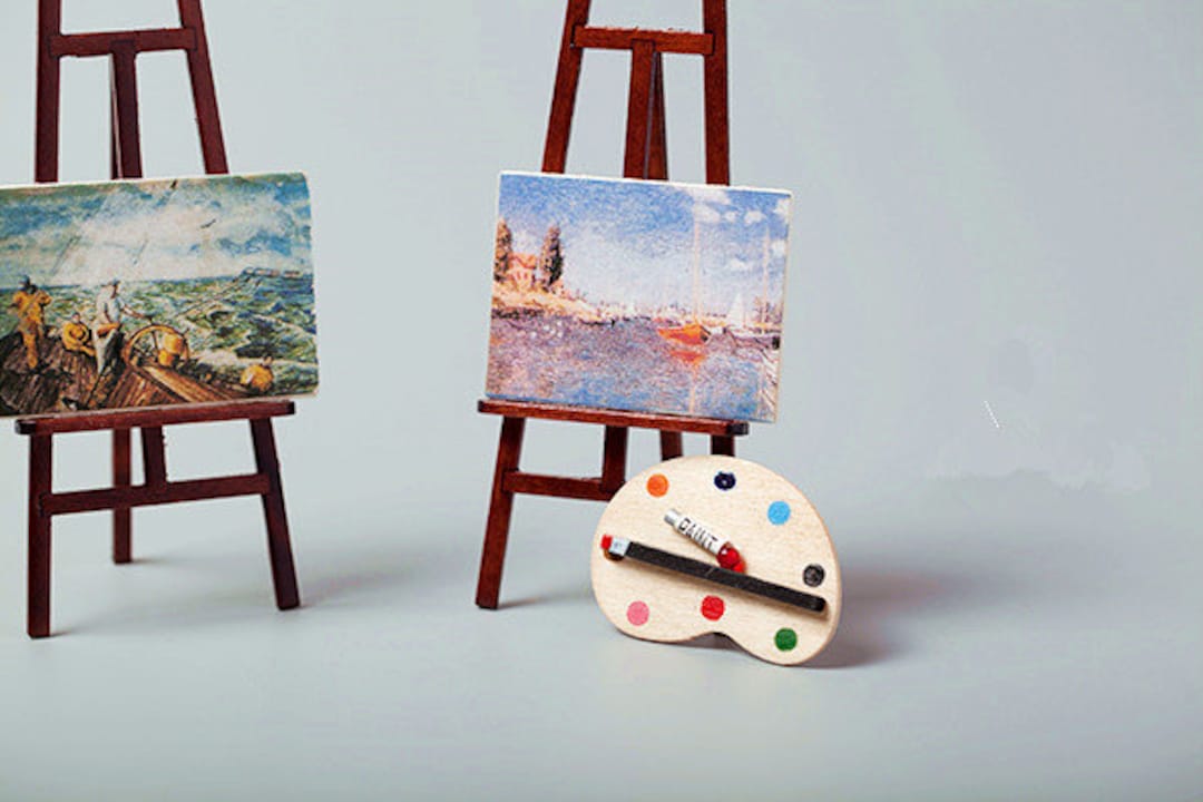 Miniature Painting Miniature Easel Sketchpad Palette Dollhouse ...