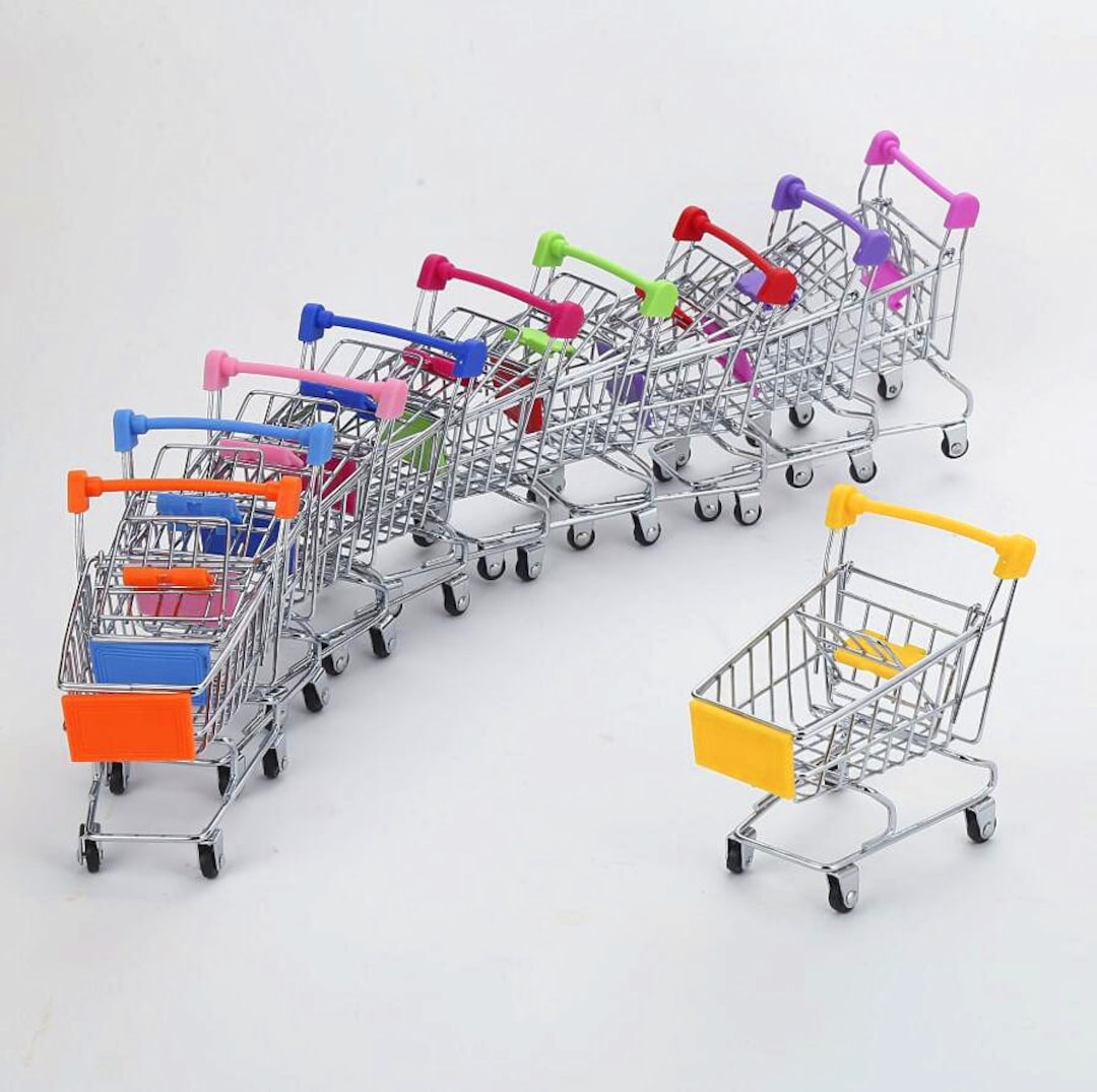 Miniature Supermarket Trolley Shopping Cart Dollhouse Miniatures ...