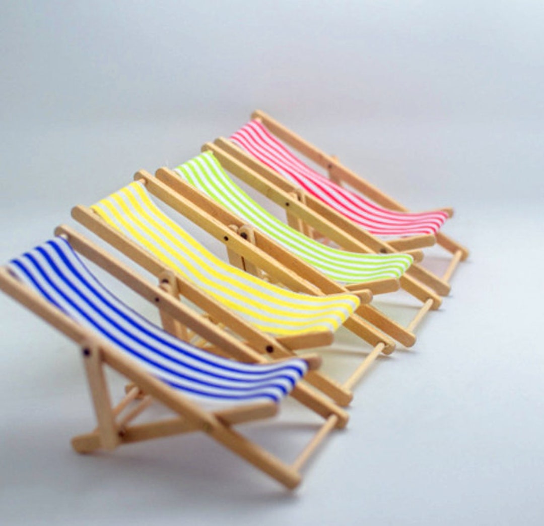 Miniature Beach Chair Miniature Foldable Chair Dollhouse Miniatures ...