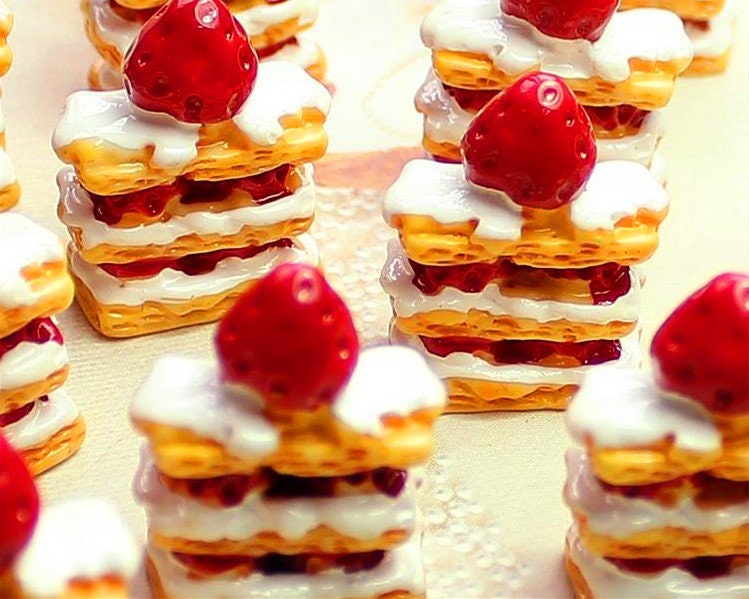 Miniature Cream Napoleon Cake(3pcs) Miniature Food Dollhouse Miniatures ...