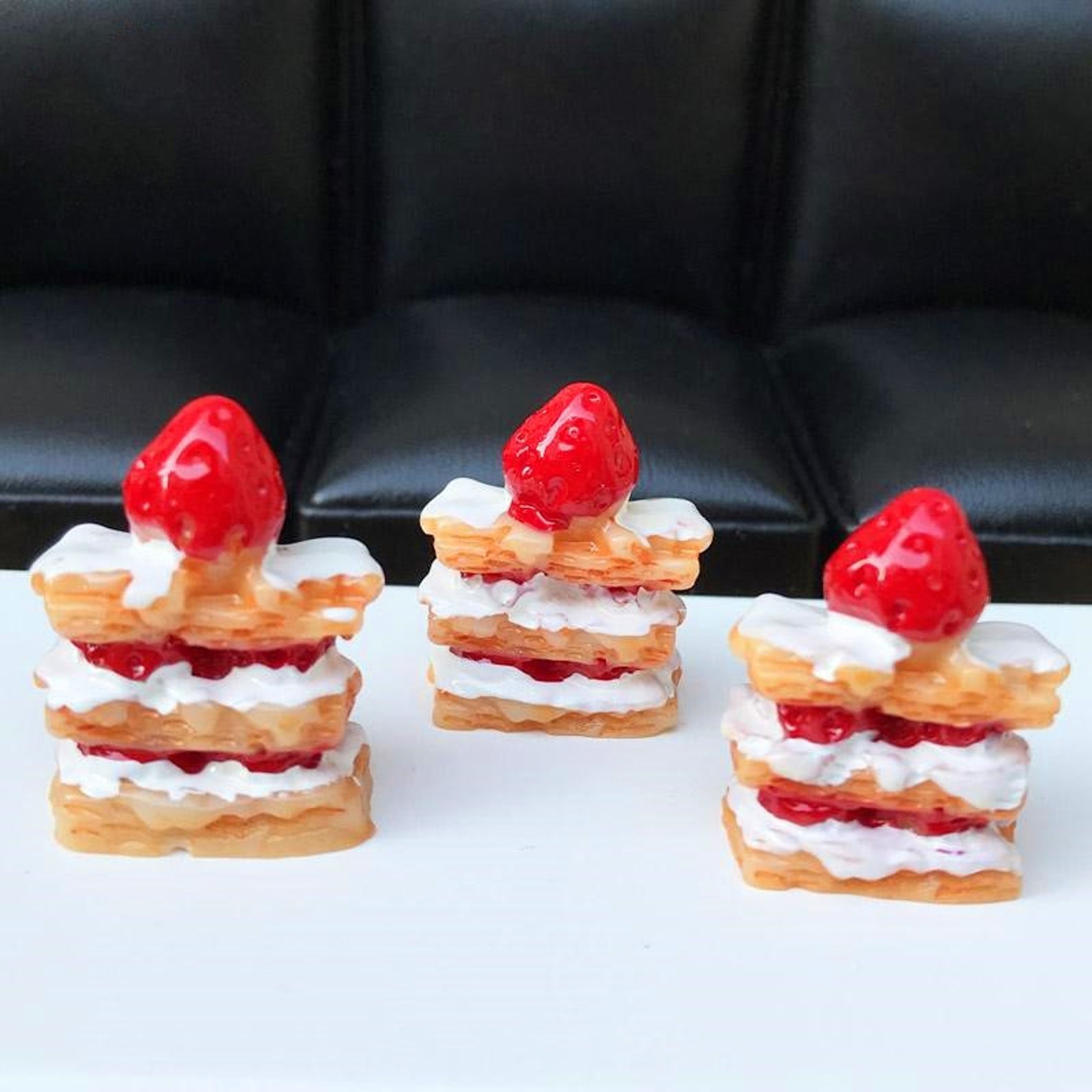 Miniature Cream Napoleon Cake(3pcs) Miniature Food Dollhouse Miniatures ...