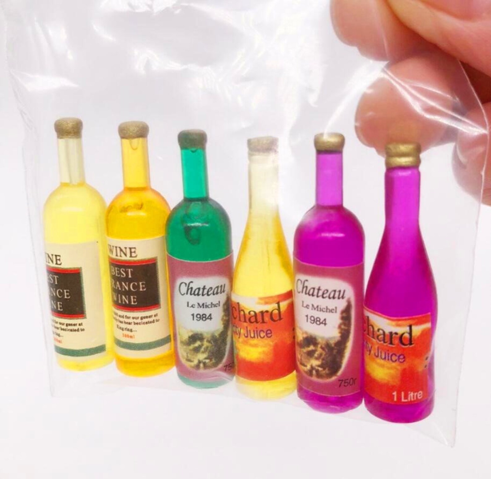 Miniature Wine Bottles(6pcs) Miniature Food Dollhouse Miniatures ...