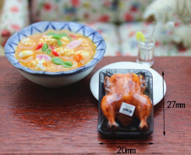 Miniatures roast chicken roast duck Miniature food Dollhouse | Etsy