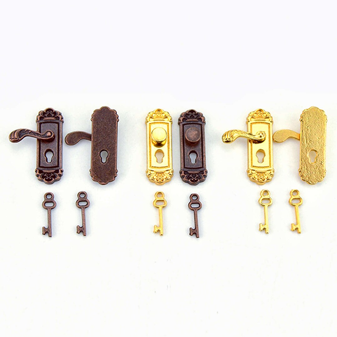Miniature Door Locks and Keys Set Dollhouse Miniatures Home Decoration ...