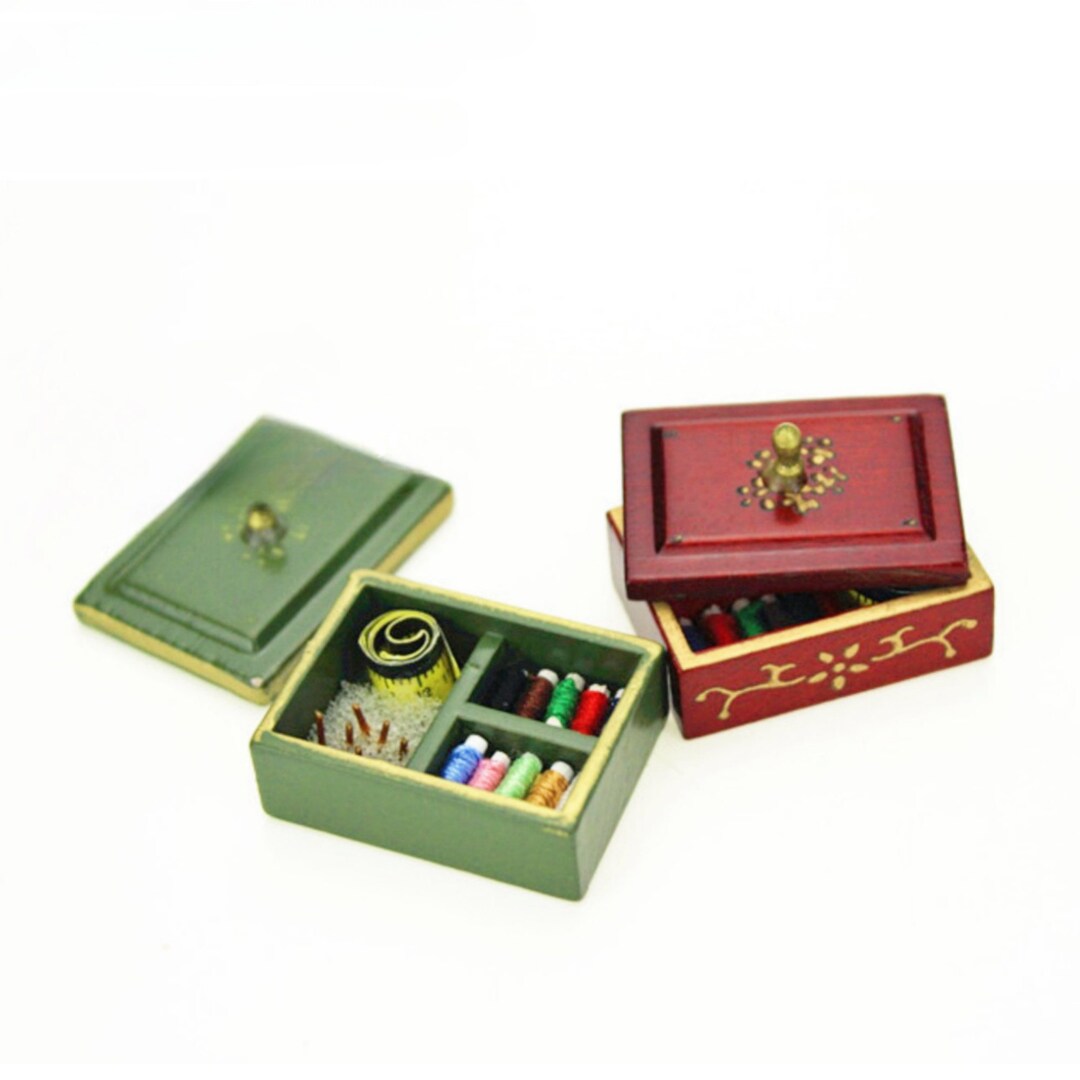 Miniature Sewing Box Miniatures Work Box Dollhouse Miniatures Doll ...