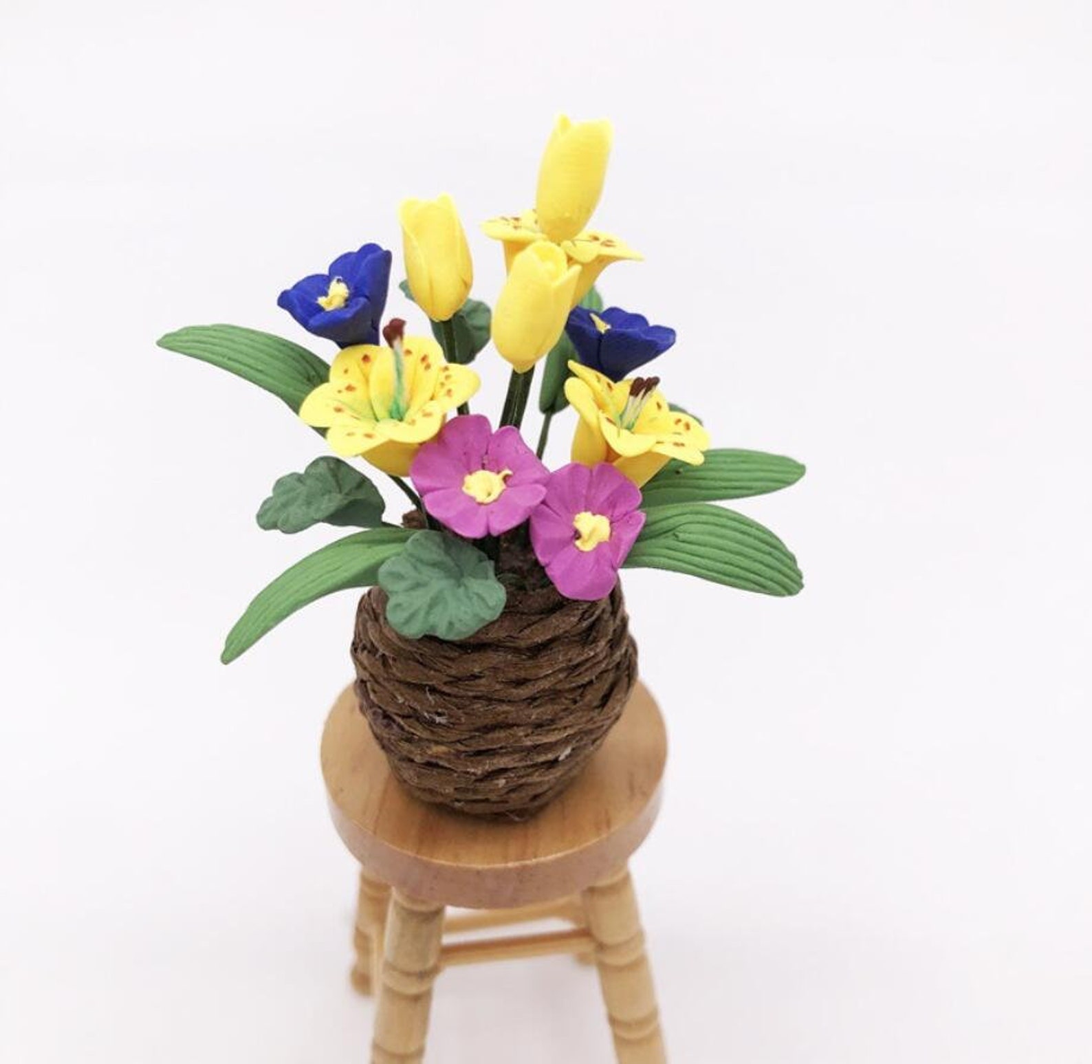 Miniature Flowers Pot Miniatures Dollhouse Miniatures - Etsy