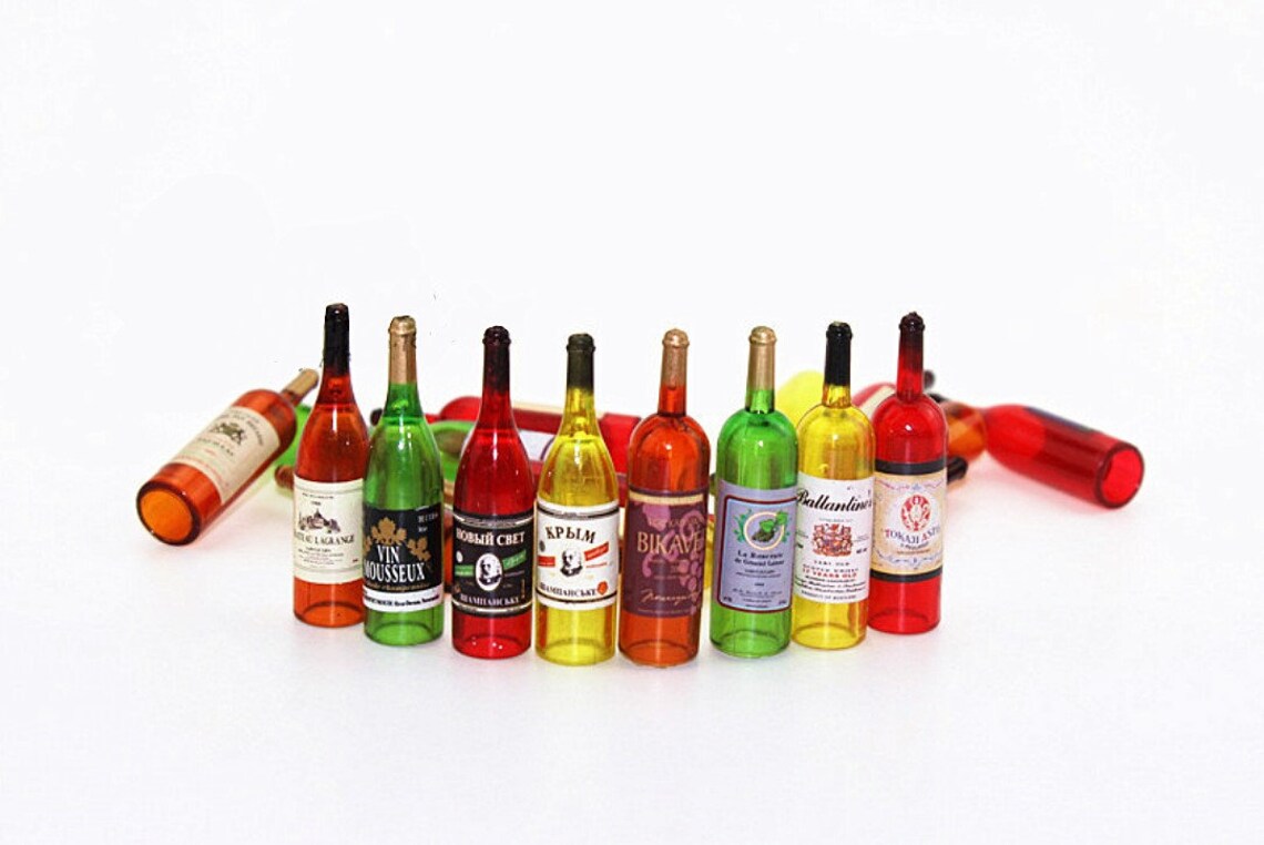 Miniature Wine Bottles8pcs Miniature Food Dollhouse | Etsy
