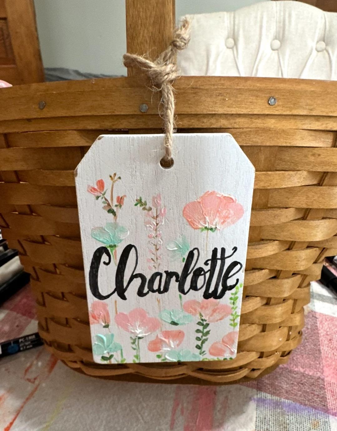 Custom Floral Name Tag. Hand Painted. - Etsy