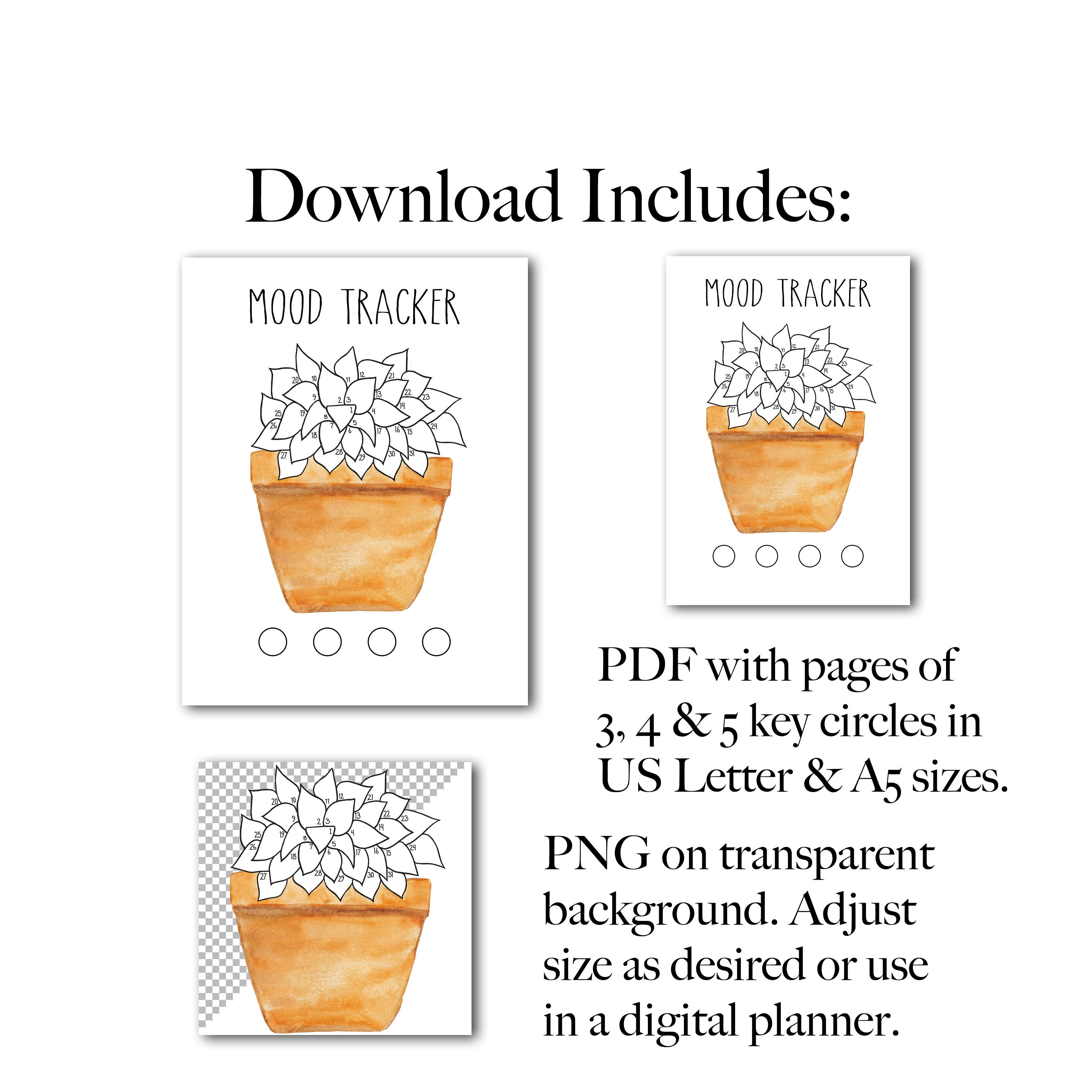 Mood Tracker Succulent Mood Tracker Printable Mood Tracker Cactus ...
