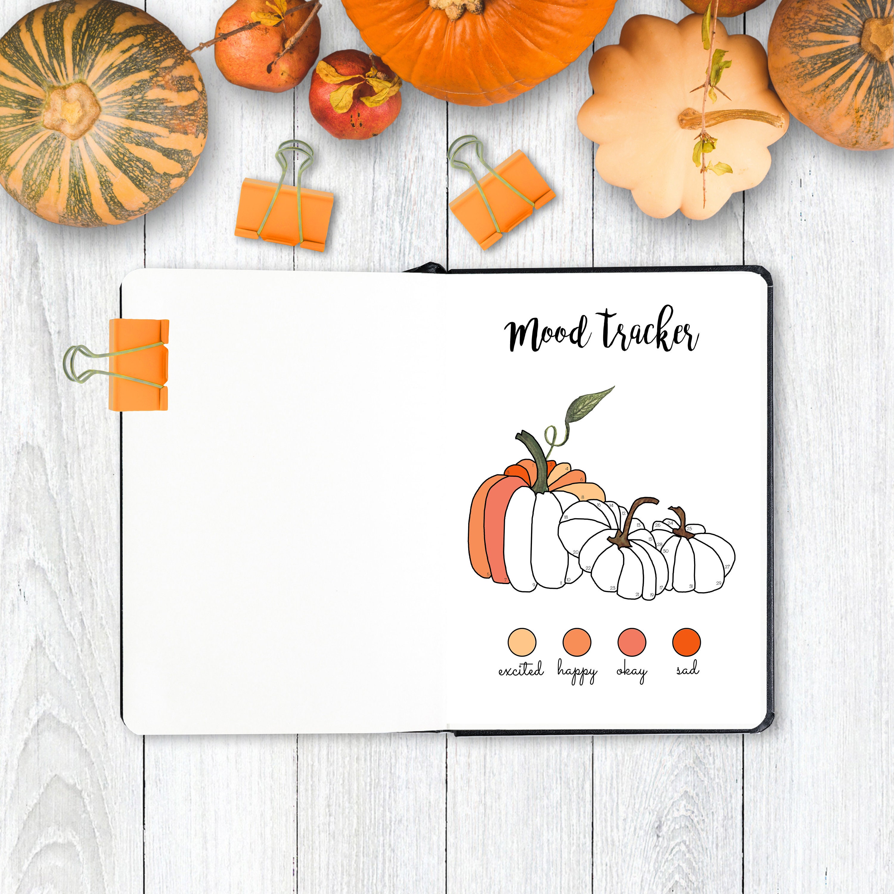 Mood Tracker Fall Pumpkin Mood Tracker Autumn Mood Tracker - Etsy