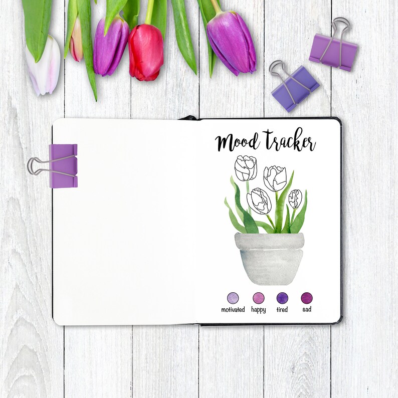 Mood Tracker Tulip Mood Tracker Floral Mood Tracker Flower - Etsy