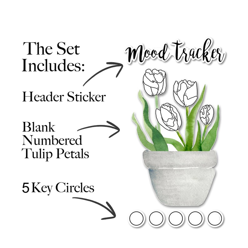 Mood Tracker Tulip Mood Tracker Floral Mood Tracker Flower - Etsy