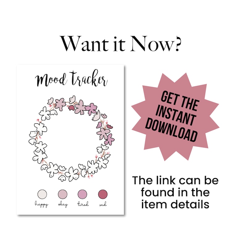 Mood Tracker Cherry Blossom Mood Tracker Floral Mood Tracker Wreath ...