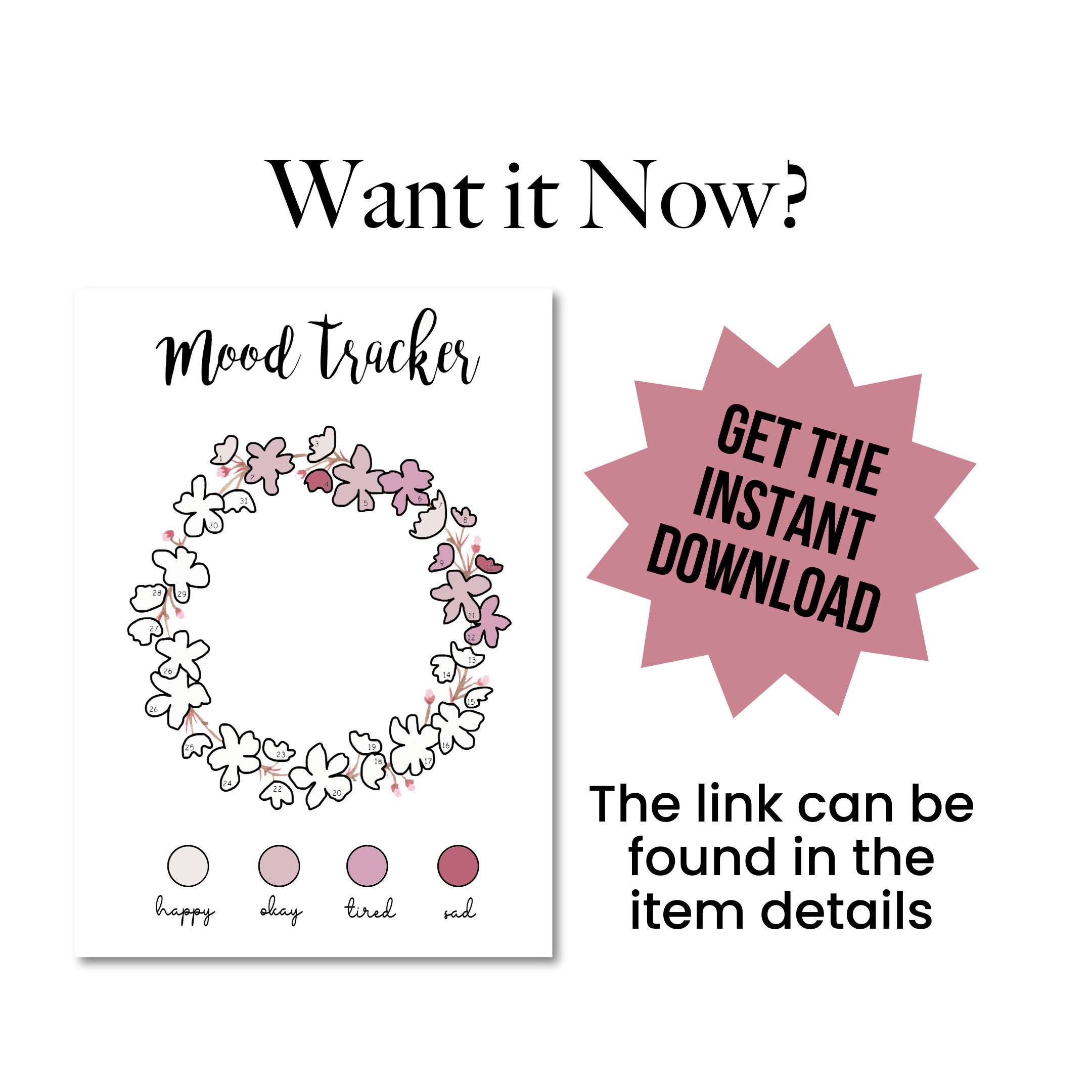 Mood Tracker Cherry Blossom Mood Tracker Floral Mood Tracker Wreath ...