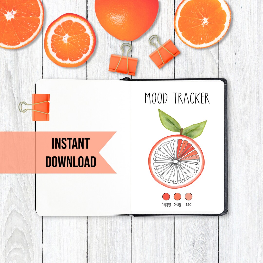 Mood Tracker Citrus Mood Tracker Printable Mood Tracker Orange Mood ...