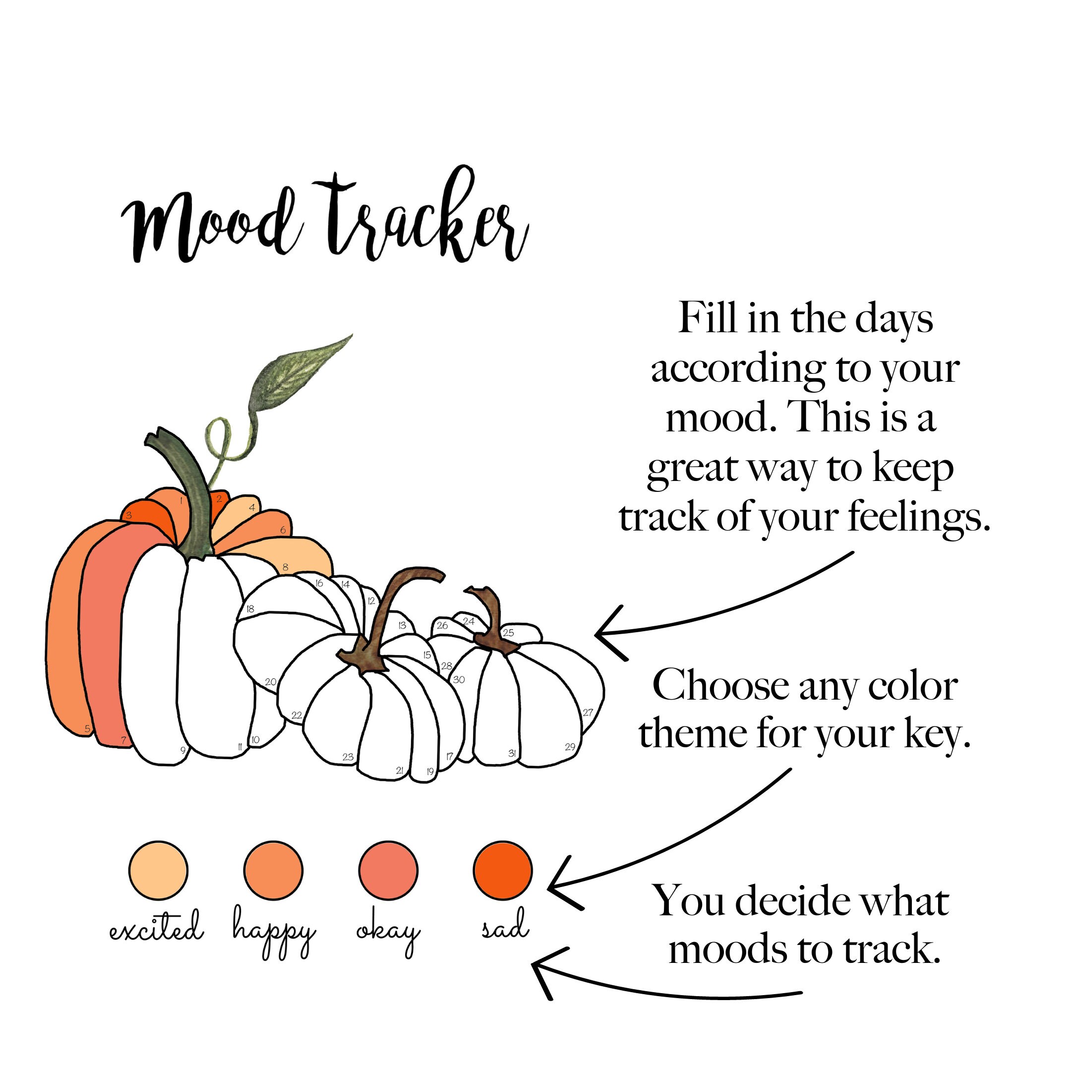 Mood Tracker Fall Pumpkin Mood Tracker Autumn Mood Tracker - Etsy