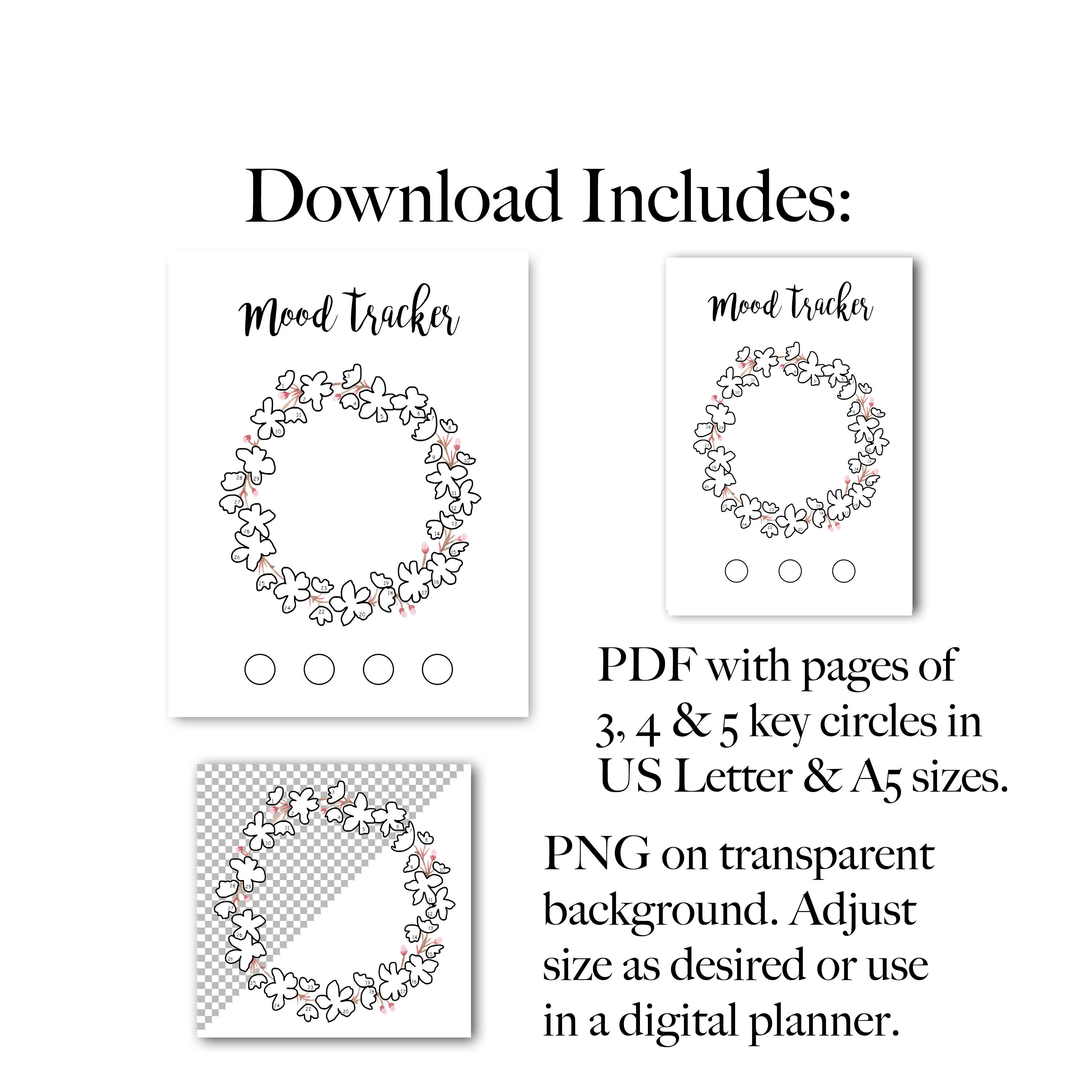 Mood Tracker Cherry Blossom Printable Mood Tracker Cherry Blossom Mood ...