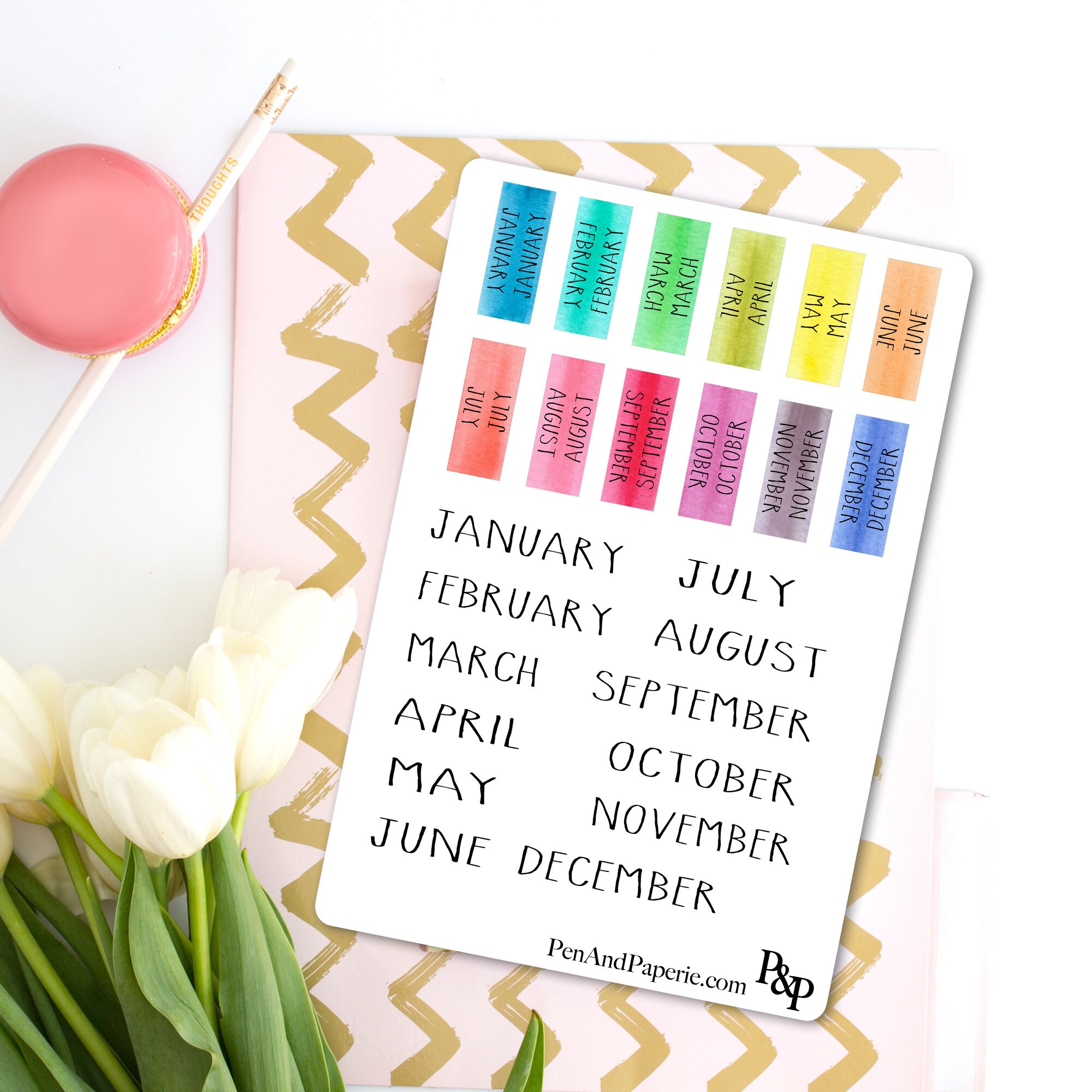Monthly Planner Tabs Printable Flush Mount Bullet Journal Tabs ...