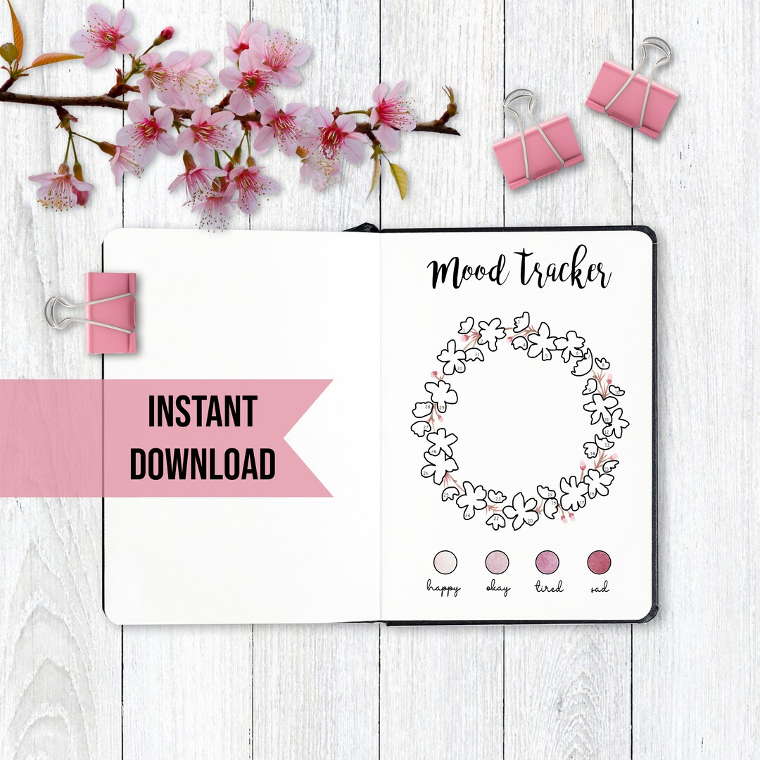 Mood Tracker Cherry Blossom Printable Mood Tracker Cherry Blossom Mood ...