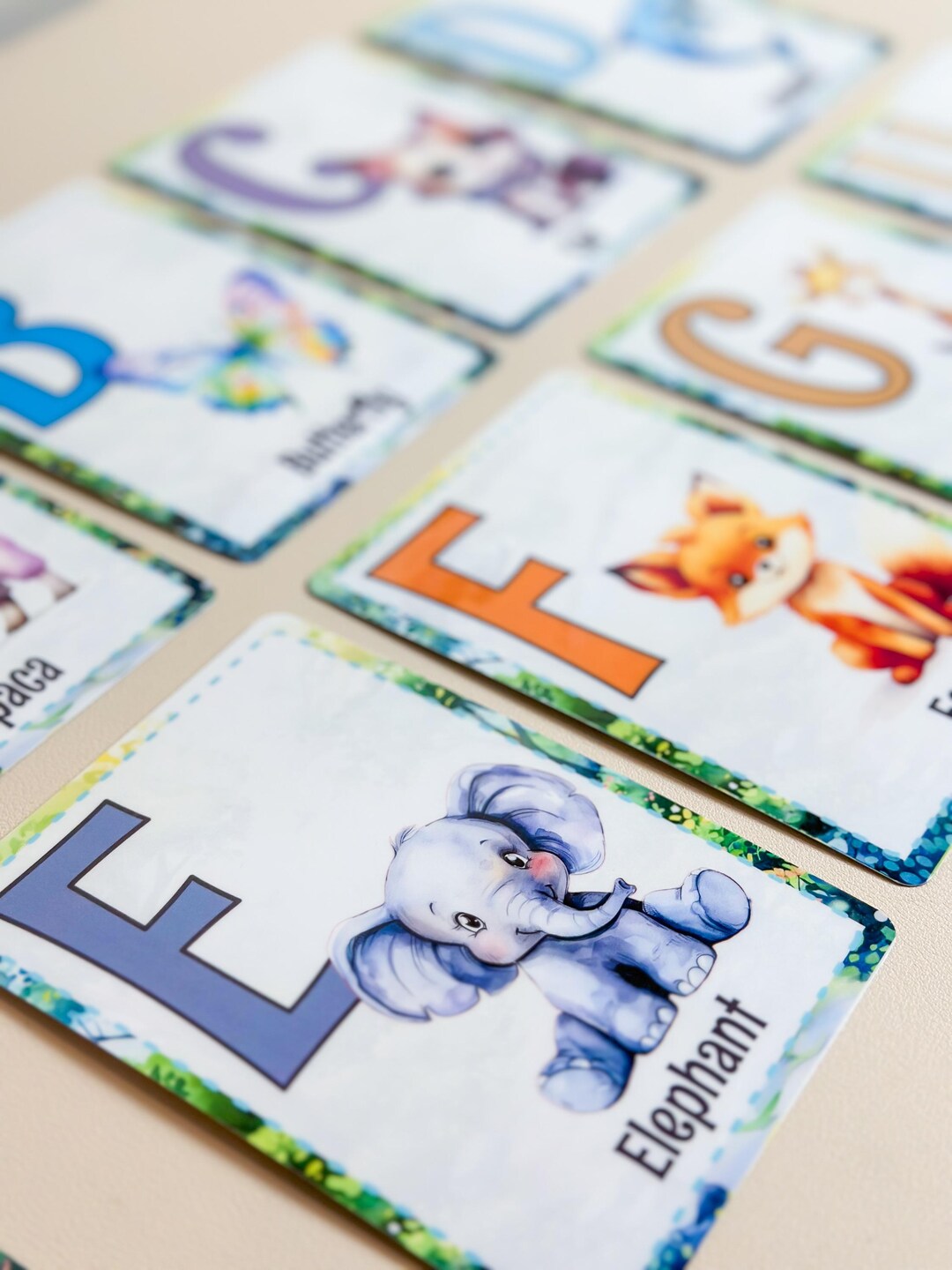 English Alphabet Flashcards. Cute Animals, Letter Learning Cards for ...