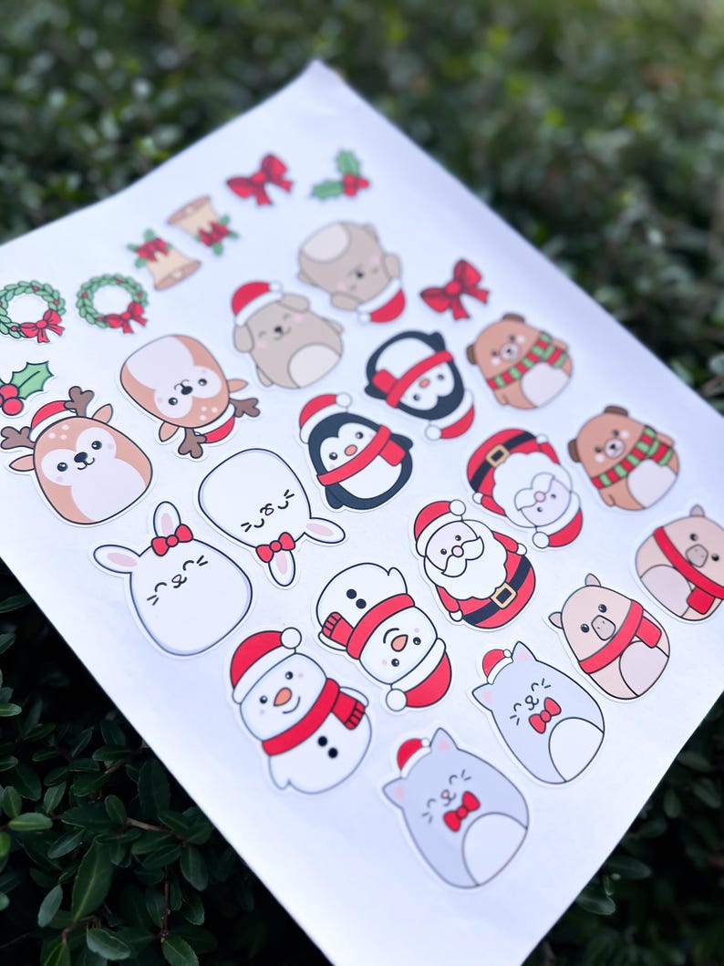 Printable Christmas Squish Mallow Stickers - Etsy