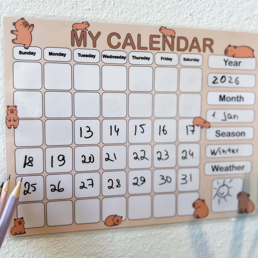 Perpetual Write - Erase Calendar for Kids. Educational Daily Calendar ...