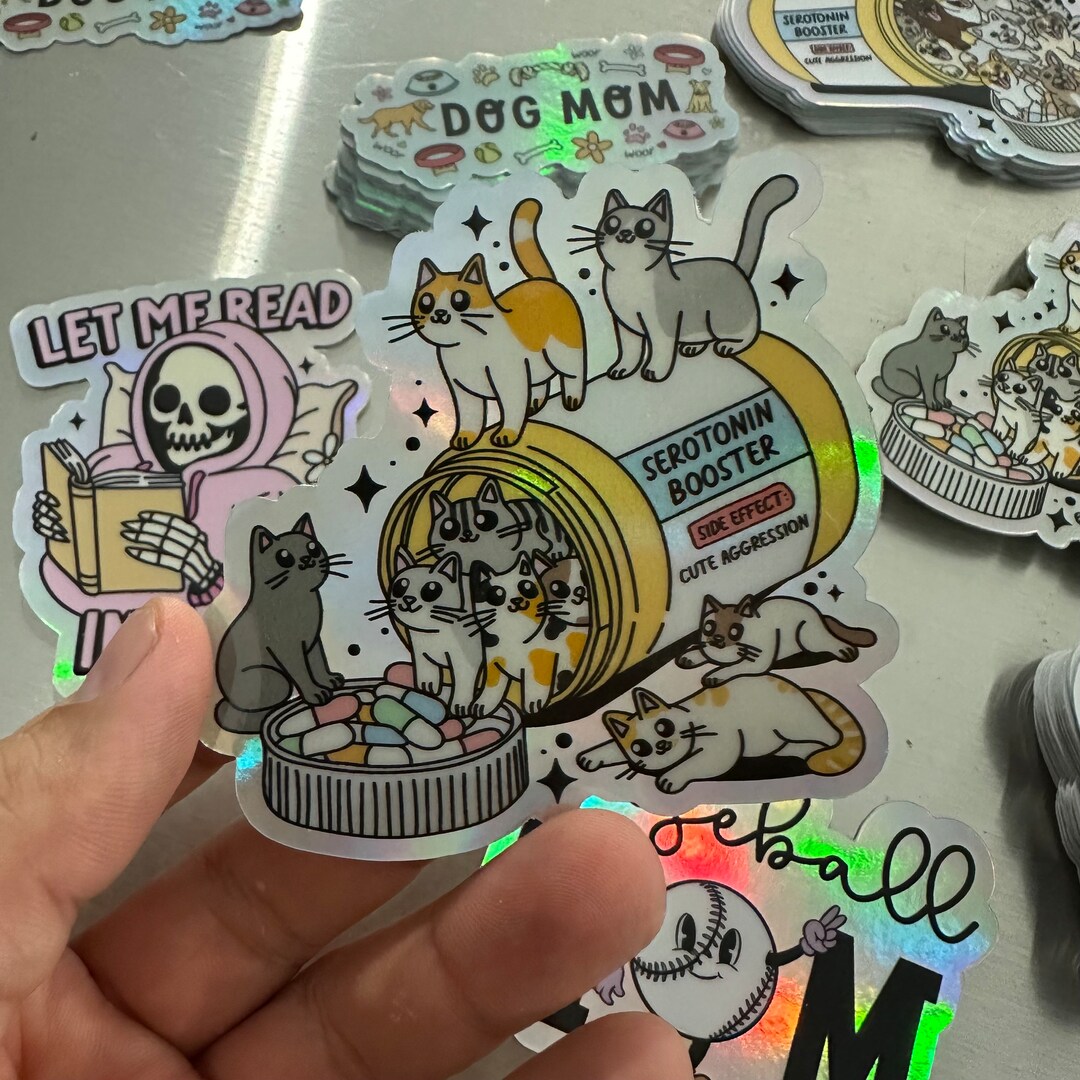 Serotonin Booster Cat Sticker – Cute Cat Lover Gift, Funny Cat Mom ...
