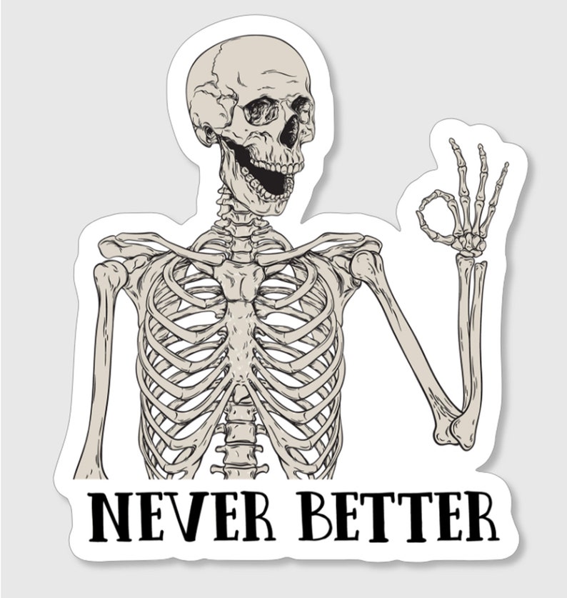 Dead Inside Funny Sticker – Sarcastic Skeleton “never Better” Vinyl ...