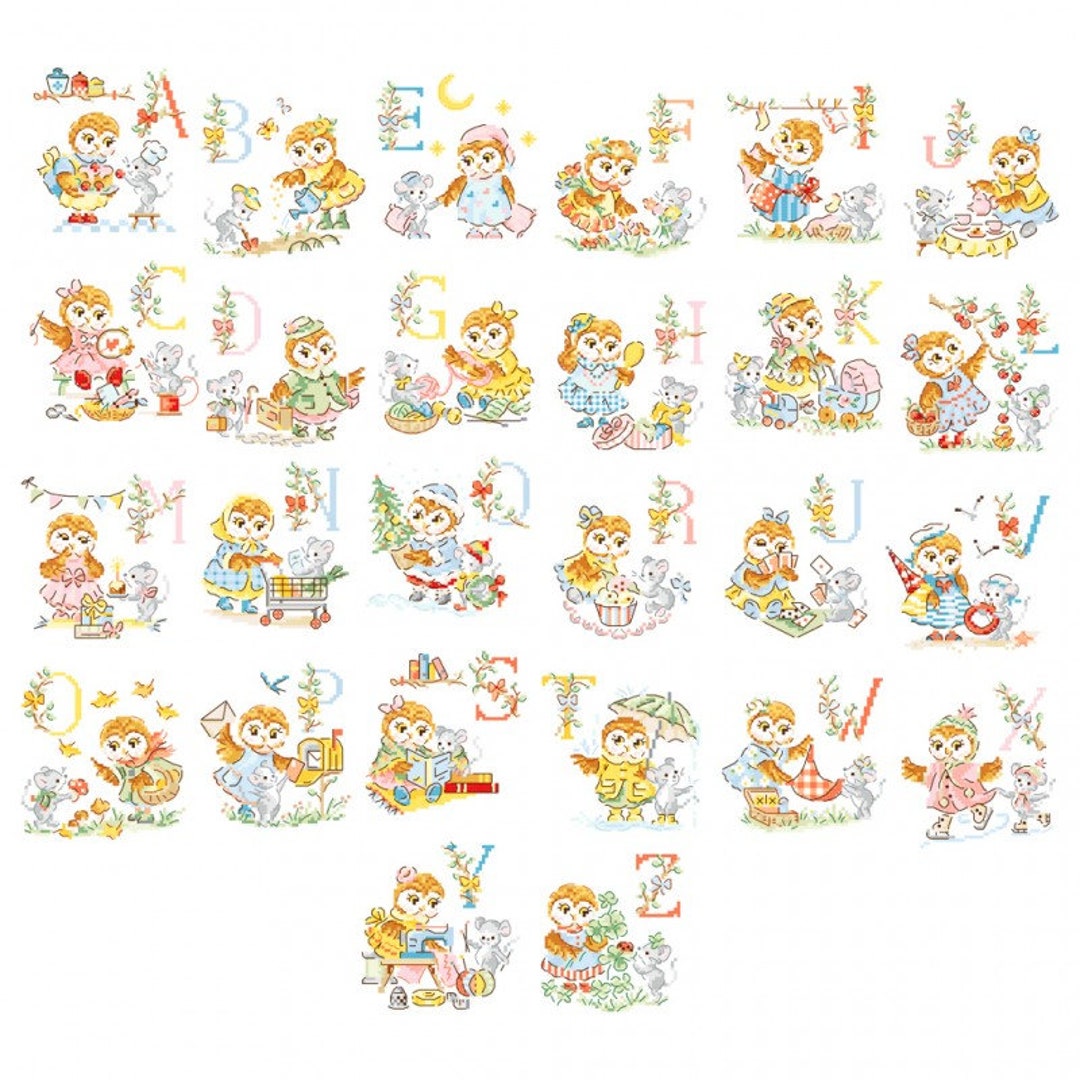 Worldwide Free Shipping LBP Cross Stitch Chart Le Grand ABC Chouettes ...