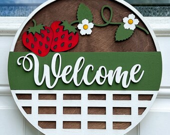 WELCOME to Our Patch STRAWBERRY SIGN Plaque Handcrafted Hand Painted ...