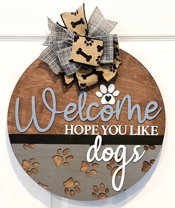 16 Welcome Door Sign Dog | Etsy