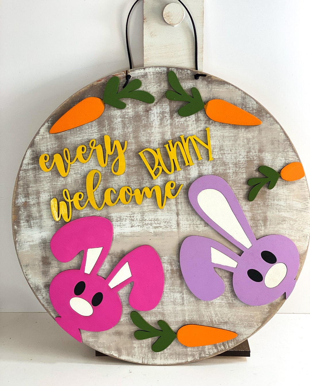 Bunny Welcome Door Sign - 15" - Etsy