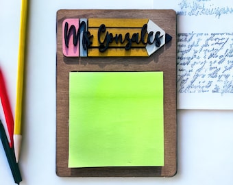 Personalized Sticky Notes Organizer, Custom Post It Note Holder, Mini ...