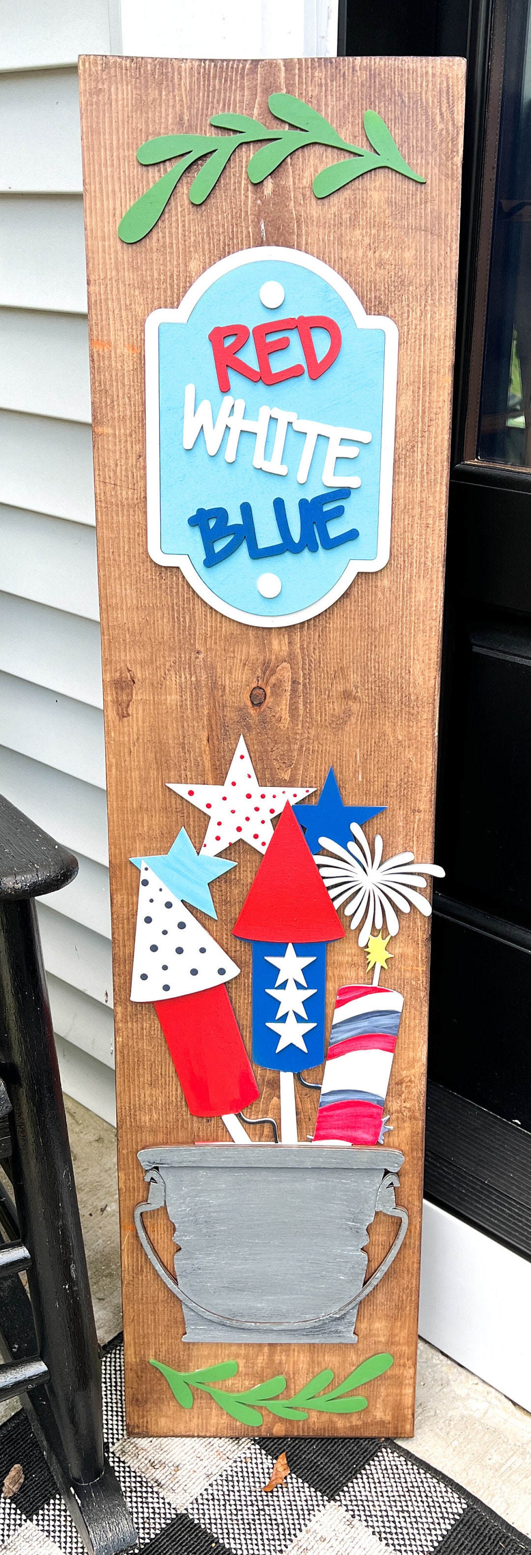 Bucket Interchangeable Porch Leaner - Fireworks - Etsy