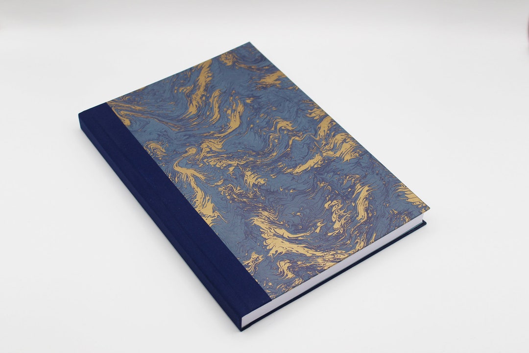 Thick A4 Blue and Gold Marble Notebook - Journal - Sketchbook - Travel ...