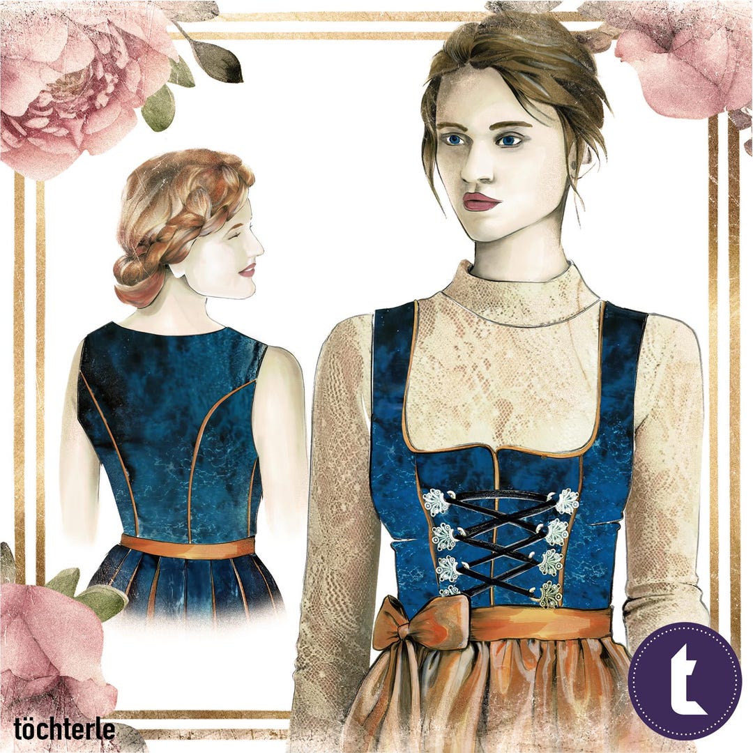 Size 38 - Dirndl Bodice-111 - Download Sewing Pattern - German and ...