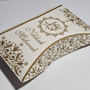 50 X Gold Cream Wedding Favour Boxes, Nikkah Mubarak, Shaadi Mubarak ...