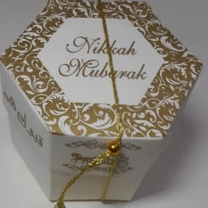 50 X Gold Cream Wedding Favour Boxes, Nikkah Mubarak, Shaadi Mubarak ...