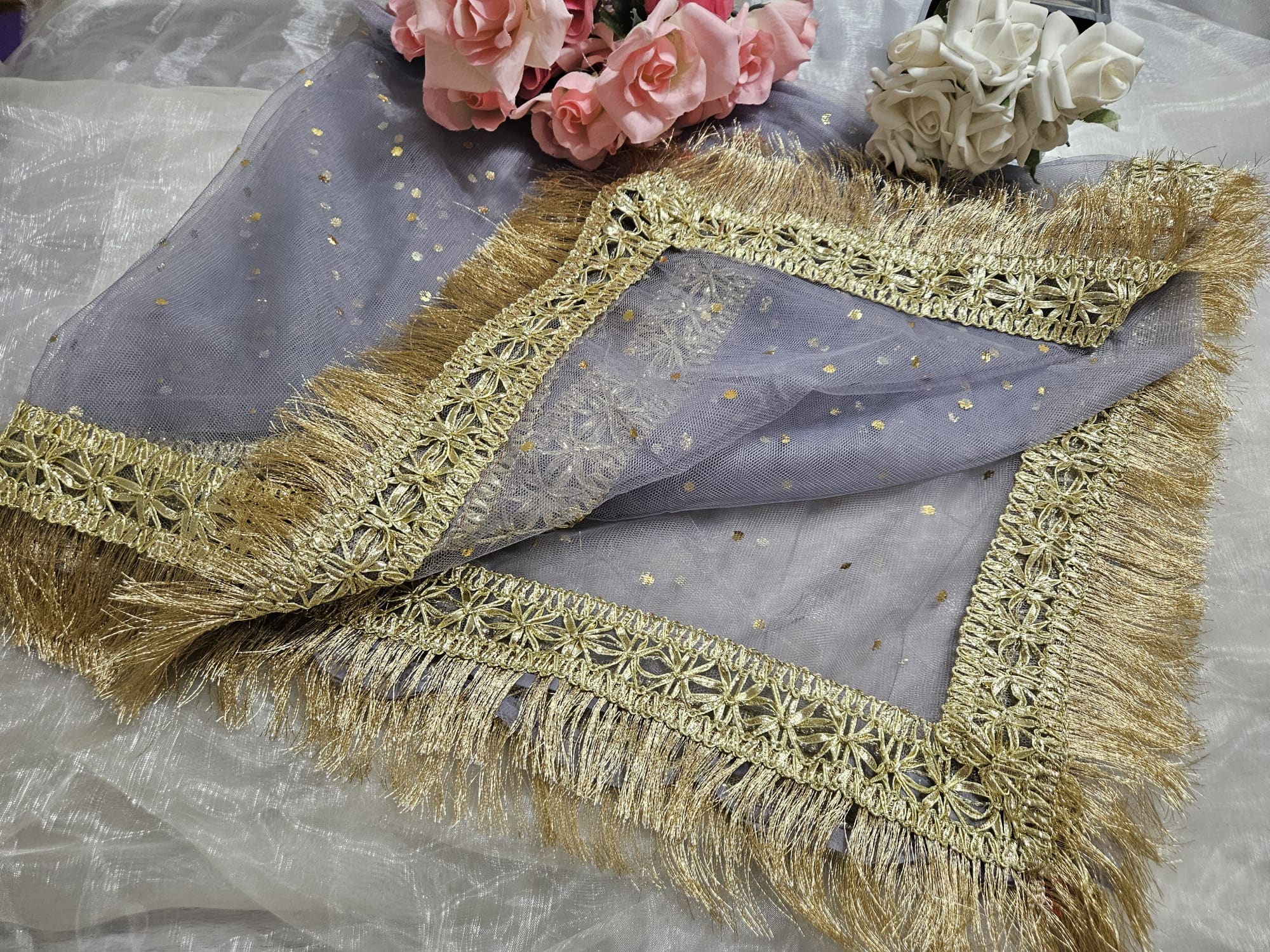 Gold Printed Net Wedding Dupatta: Pakistani Indian Bridal Veil - Etsy